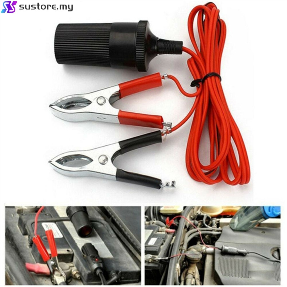 [Super]12V Car Lighter Socket Adapter Socket Cable + Battery Clamp ...
