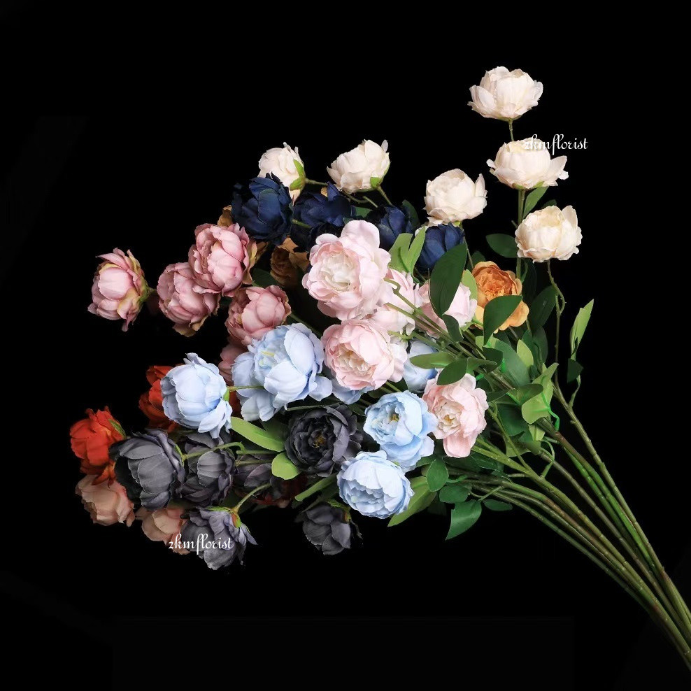 (6HEADS) TEA PEONY FLOWER Artificial Fake Plant Bouquet Plastic Wedding ...