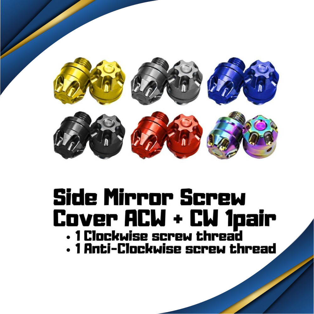 Side Mirror Screw Cover ACW + CW 1pair (1 Clockwise 1 Anti-Clockwise ...