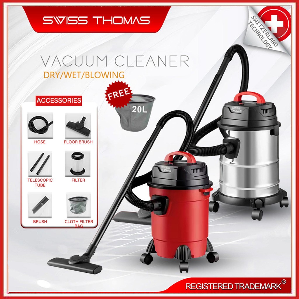 REDBUZZ x Swiss Thomas Vacuum Cleaner 18L Heavy Duty Stainless Steel Vacuum Cleaner Wet And Dry ...
