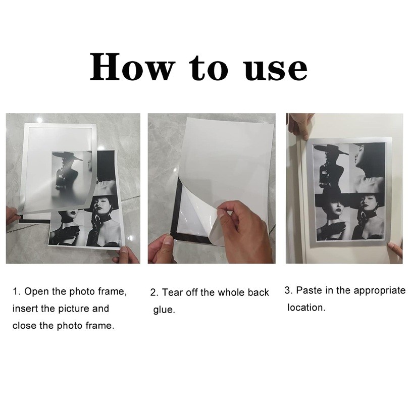 Magnetic Display Frame Wall Stick Certificate Cover Photo Frame Bingkai ...