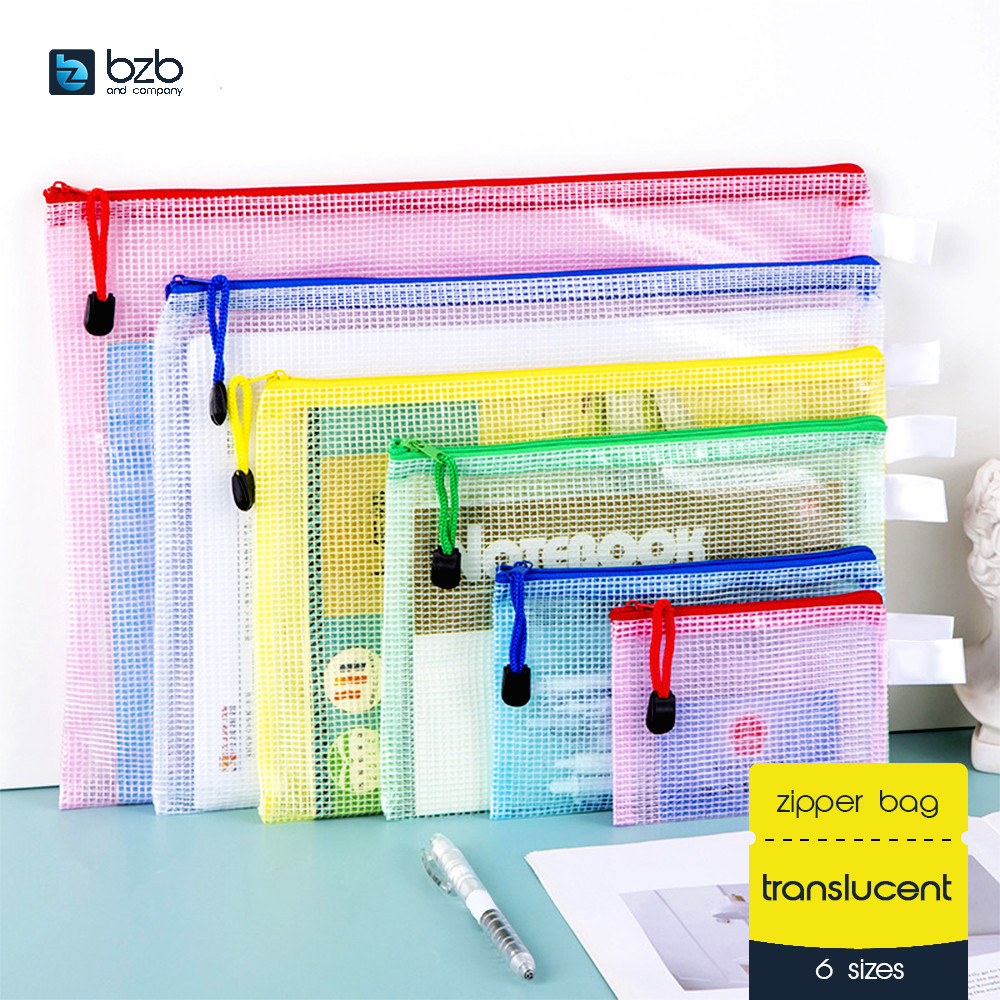 A3/A4/A5/A6/B4/B5 PVC Zipper Mesh File Bag Document Folder Storage ...