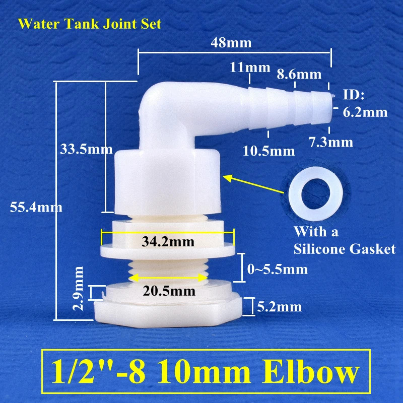 Elbow[1-50 Sets] 1/2" to 8~12mm Water Tank Connector Set | Straight ...