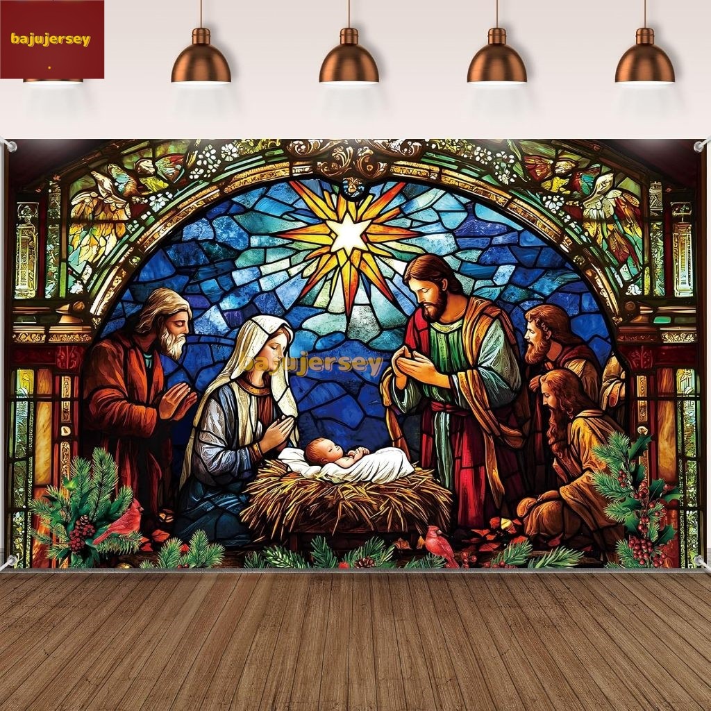 Christmas Decoration banner Christmas Religious Backdrop Holy Nativity ...