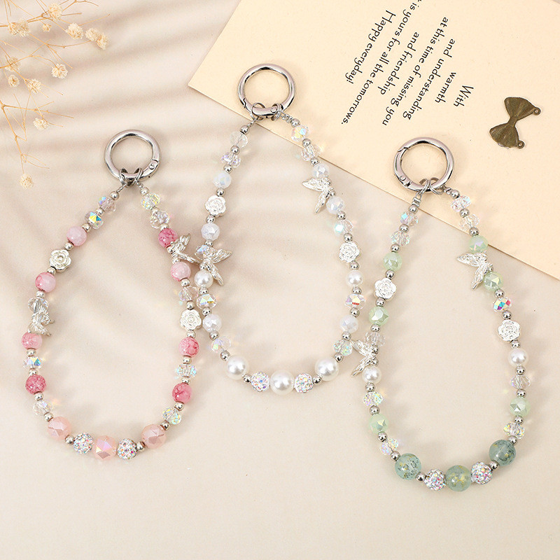 Crystal butterfly beaded mobile phone chain,lanyard phone、phone ...