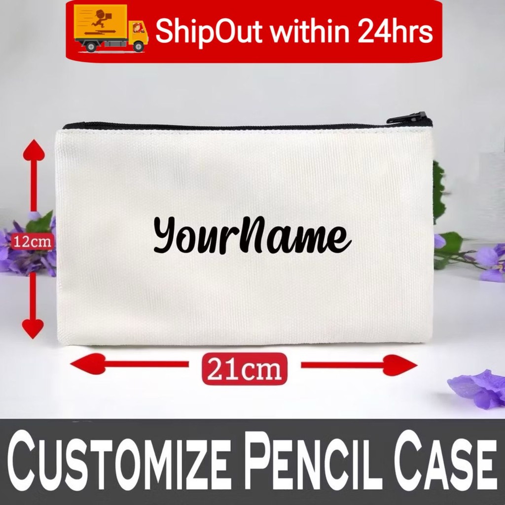 Custom Name Pencil Case | Beg Pensil Kanvas | Personalized Stationery ...