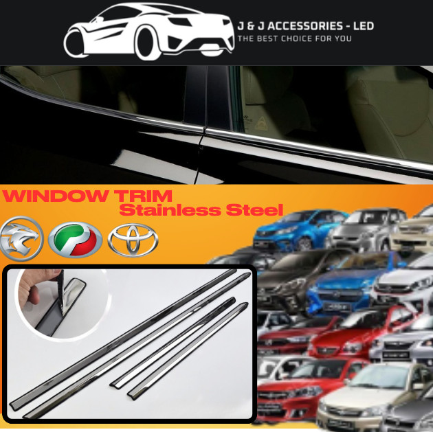 Perodua Proton Toyota Honda Door Window Panel Chrome Trim Stainless ...