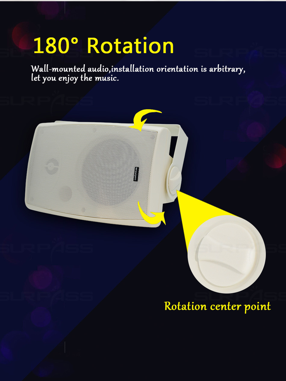 Passive HiFi Stereo PA System Wall Mount Speaker Sound Powerful Bass ...