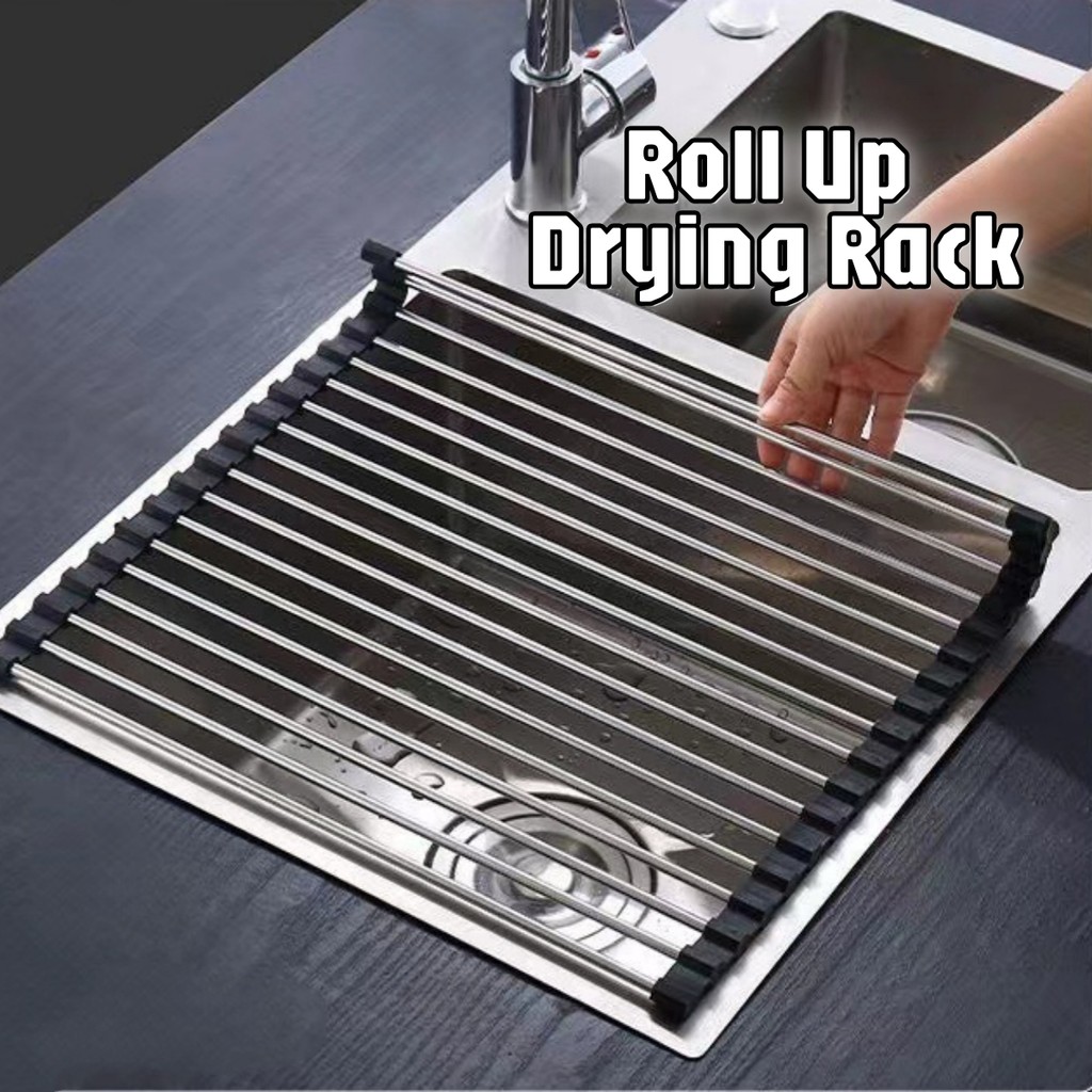 Stainless Steel Roll Up Foldable Drying Rack Extra Long Multipurpose ...