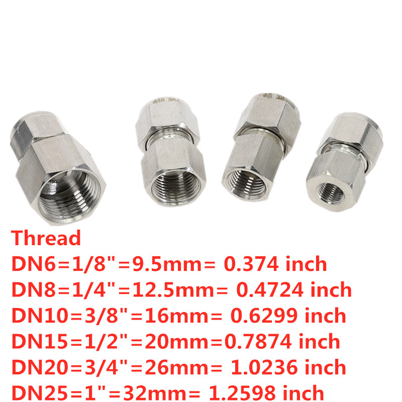 304 Stainless Steel Pipe Connector, 6-12mm OD to 1/8", 1/4", 3/8", 1/2 ...