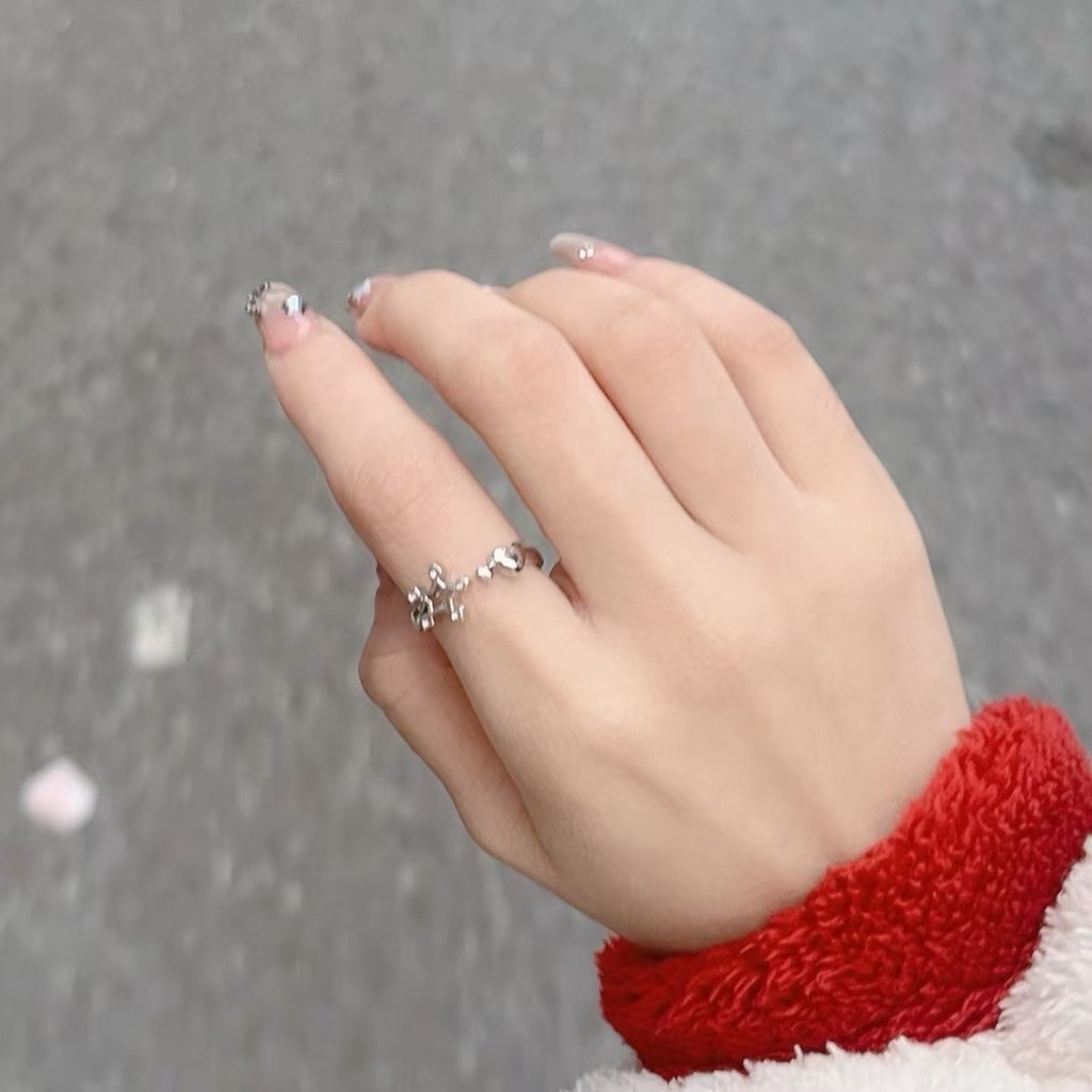 Kpop Idol æespa WINTER Simple Snowflake Love Ring Adjustable Opening ...