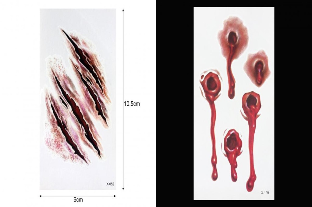 [New] Scary Wound Tattoo Stickers Realistic Halloween Scar Tattoo ...