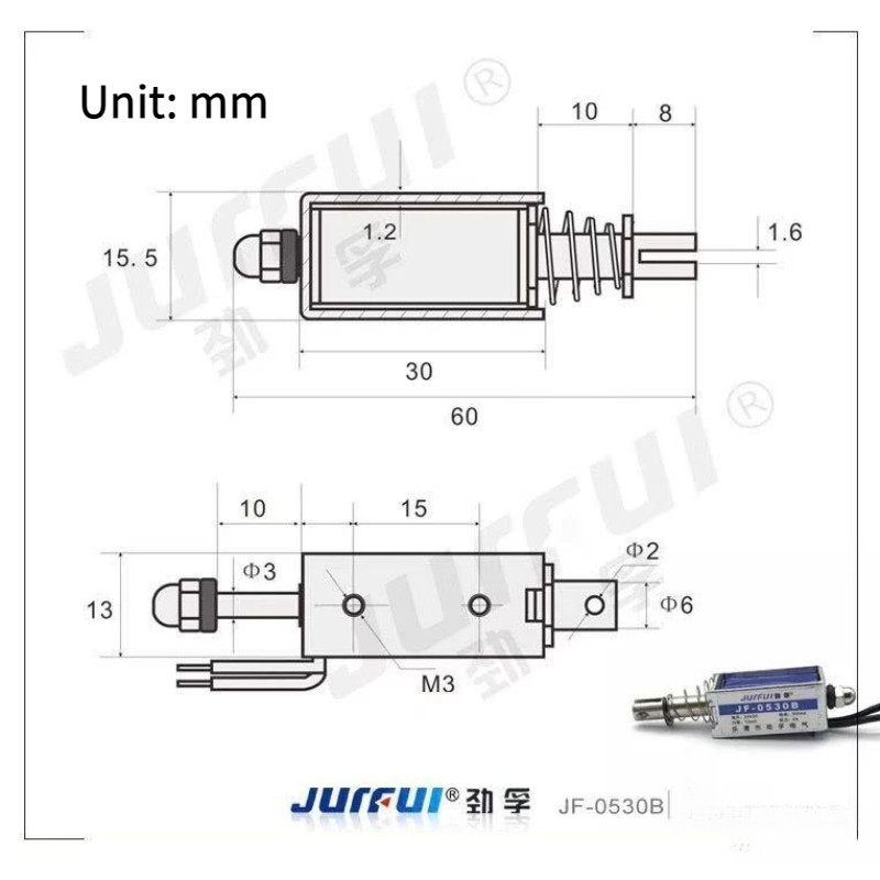 JF-0530B 6V 12V 24V Push Pull type Open Frame Electromagnet 5N travel ...