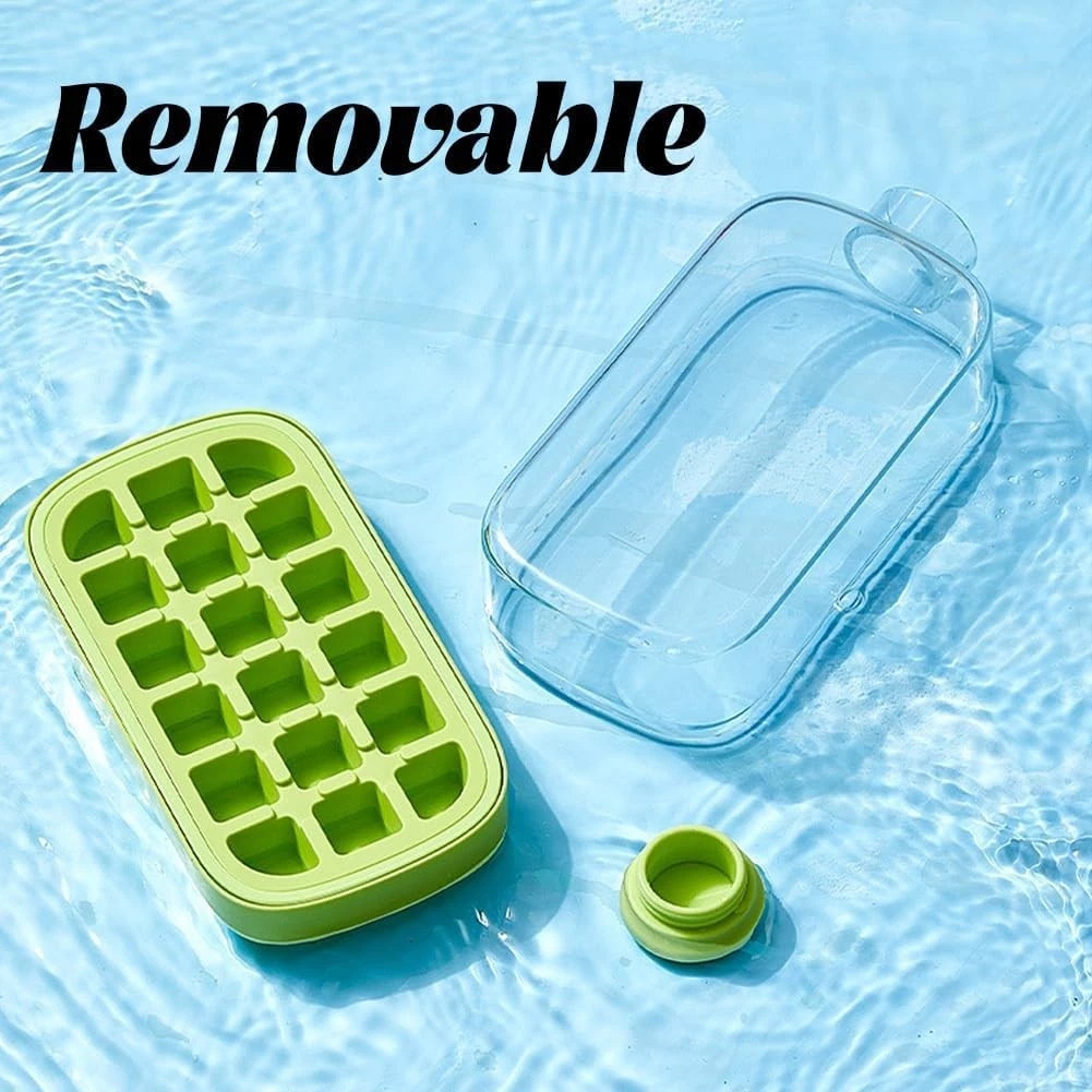 500ML Ice Cube Bottle 2 in 1 Touch-Free Ice Cube Tray Water Bottle with Lid and Bin, Ice Cube ...