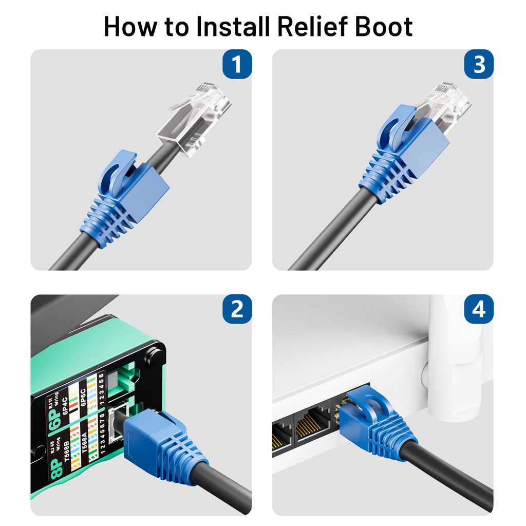 Zoerax Strain Relief Boots RJ45 Ethernet Network Cable (30/50/100 Pcs ...