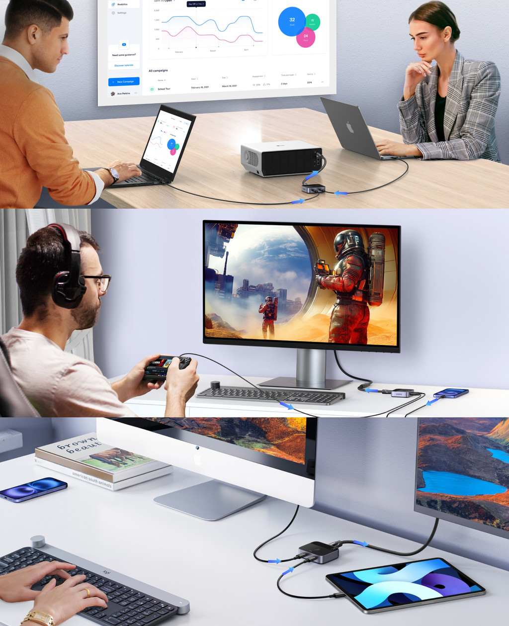 UGREEN USB C HDMI Switch 2 in 1 out Display Screen Switcher 4K 60Hz HDR ...