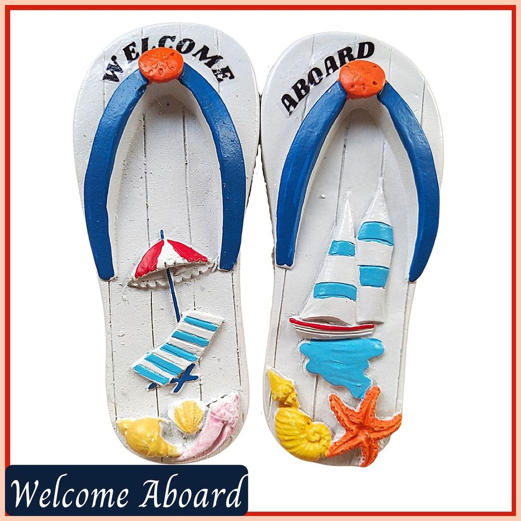 Welcome Aboard Design 2pcs Resin Slipper Design Ref magnet Souvenir ...