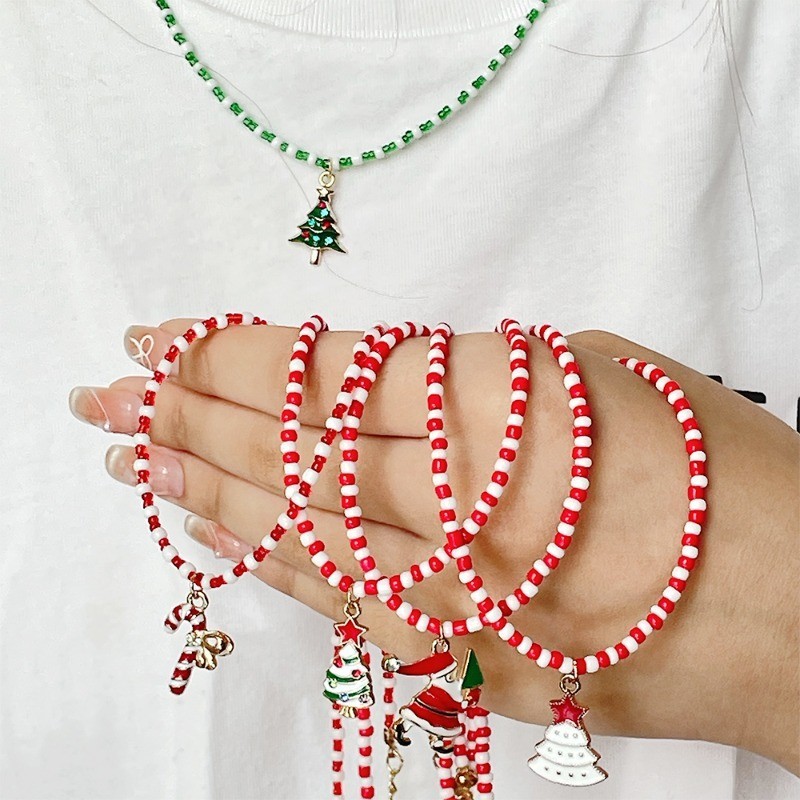 Christmas Drip Oil Pendant Necklace - for Women Girls Jewelry Gifts ...