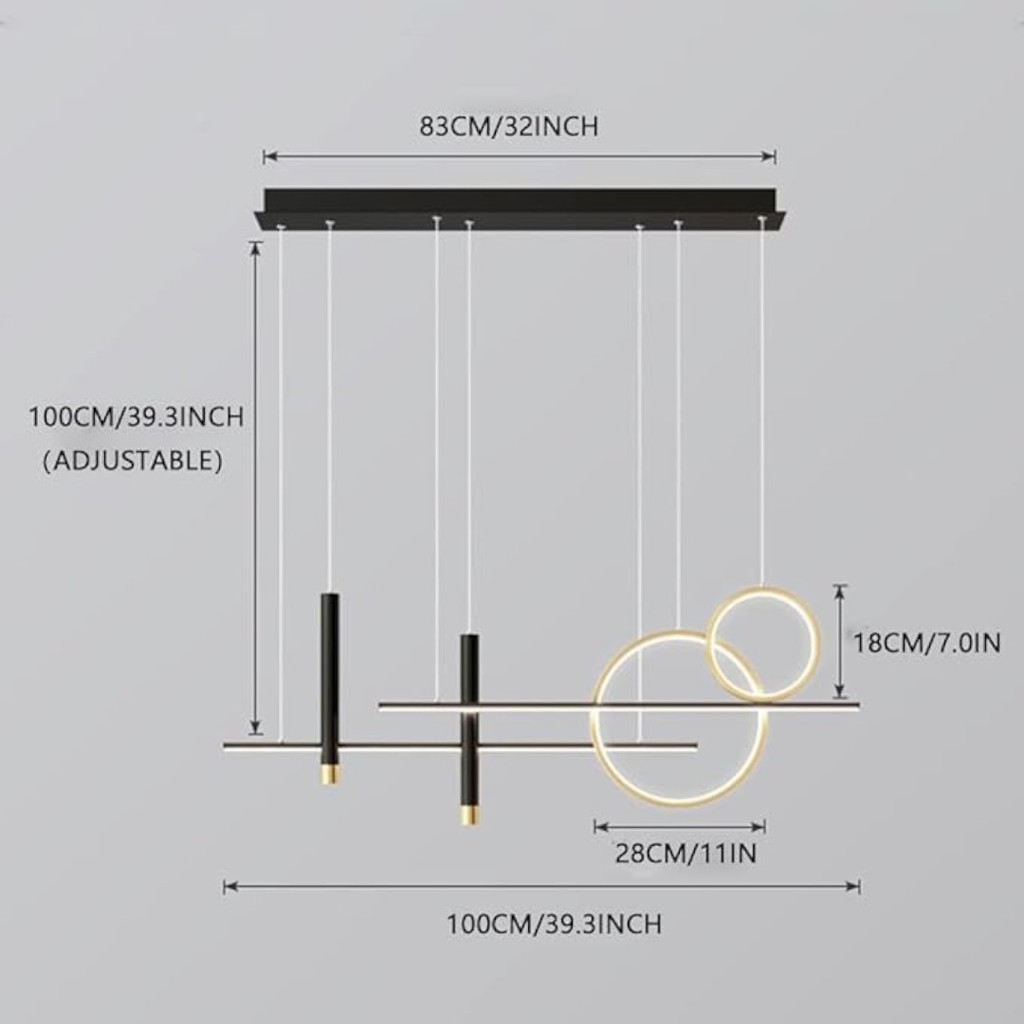Modern LED Linear Chandeliers Hanging Light Office Kitchen Pendant ...