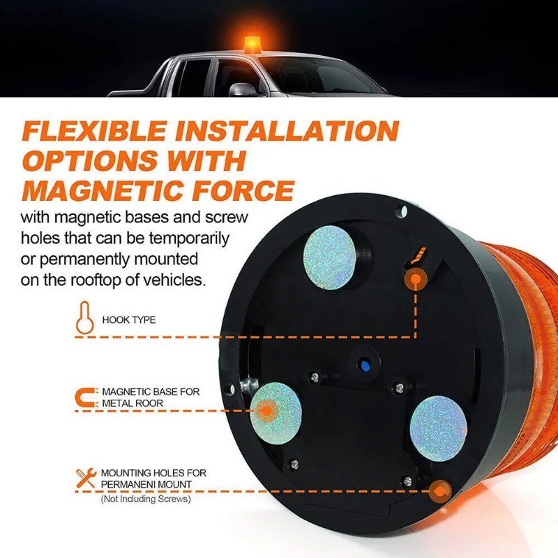 Solar Power Emergency Warning Light Strobe Wireless Beacon Magnetic ...