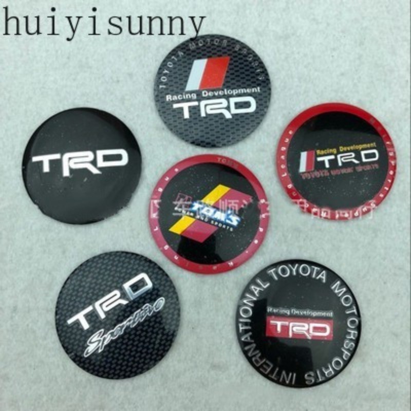 HYS 4 x 56mm TRD Emblem Wheel Hub Cap Sticker Toyota Racing Sport ...