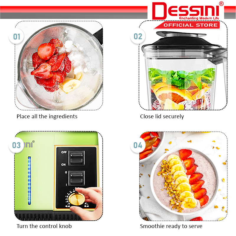 DESSINI ITALY 2L Stainless Steel Blender Grinder Mixer Juicer Extractor ...