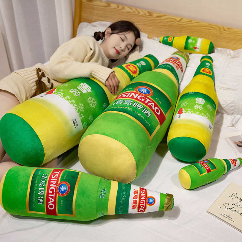 Beer Plush Pillow Stuffed Yellow Blue Bottle Like Real Long Soft ...