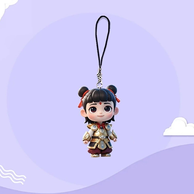 Nezha 2 Cartoon Keychain Q Version Nezha Aobing Mobile Phone Chain ...