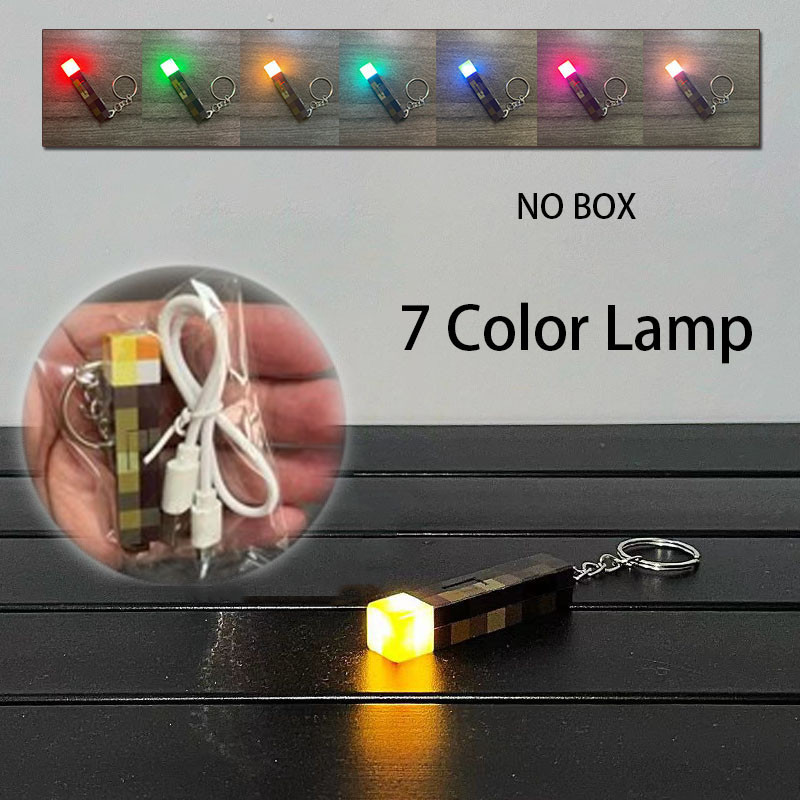 Minecraft Torch Light Keychain 7 Color Lamp 2025 Minecraft Toy Block ...