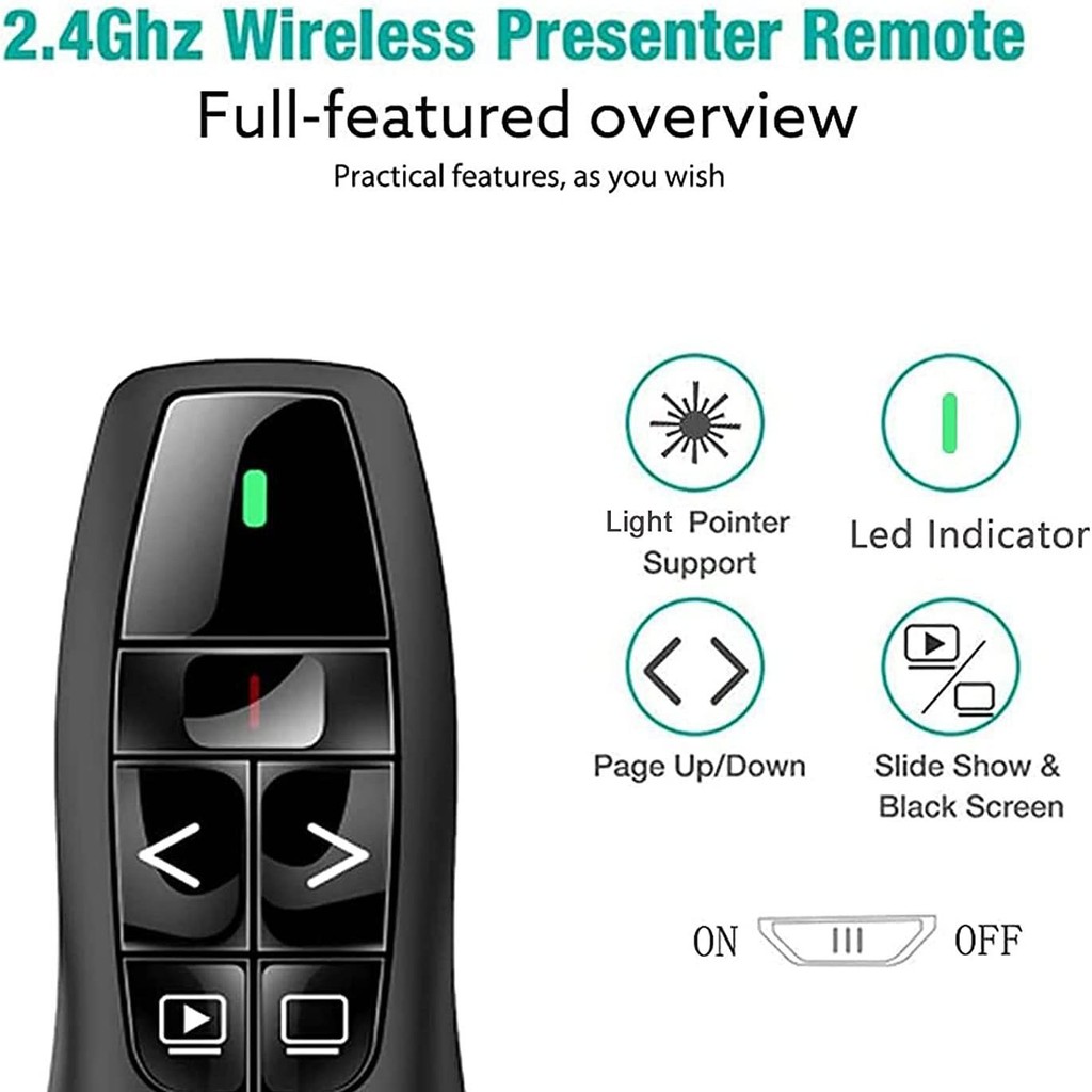 2.4GHz Wireless USB Presenter Red Laser Pointer Remote Control ...