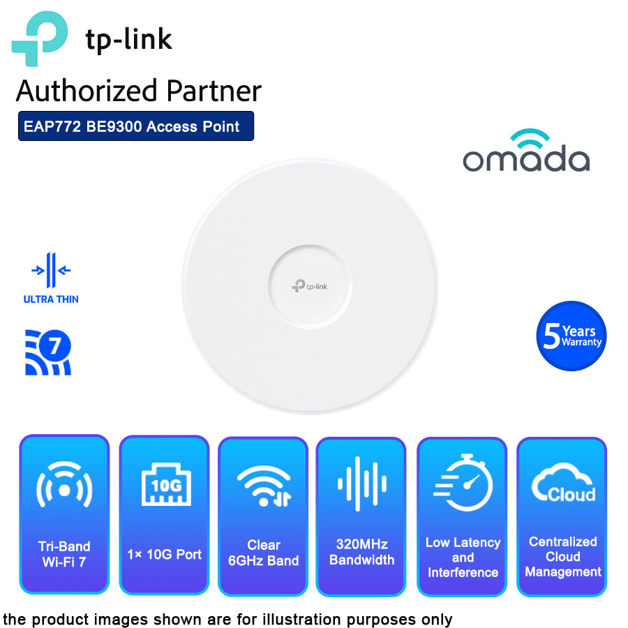 TP-LINK EAP772 BE9300 Ceiling Mount Tri-Band Wi-Fi 7 Access Point ...