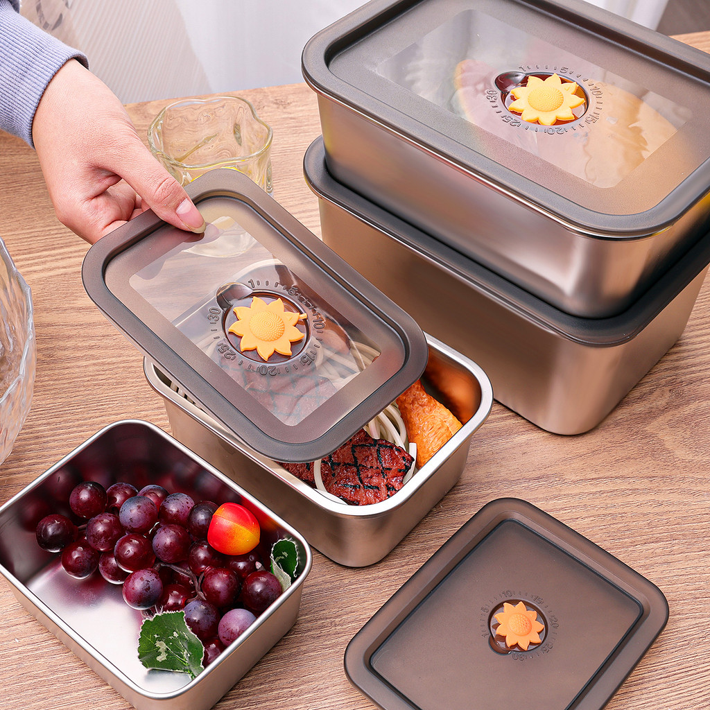 Simple Rectangle Stainless Steel Food Storage Box - Vegetable Fruit ...