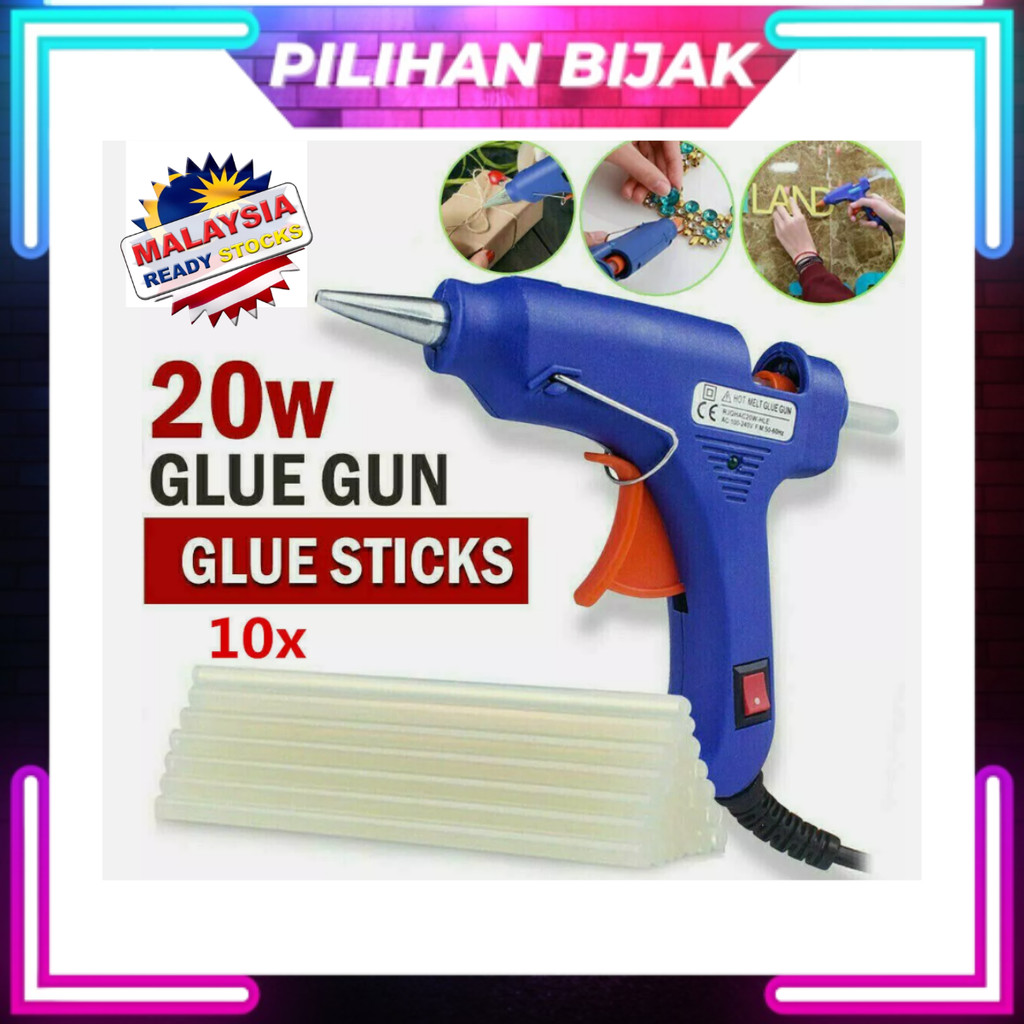 Hot Glue Gun Pistol Gam 20W Electric Hot Melt Glue Gun Hot Glue Stick ...