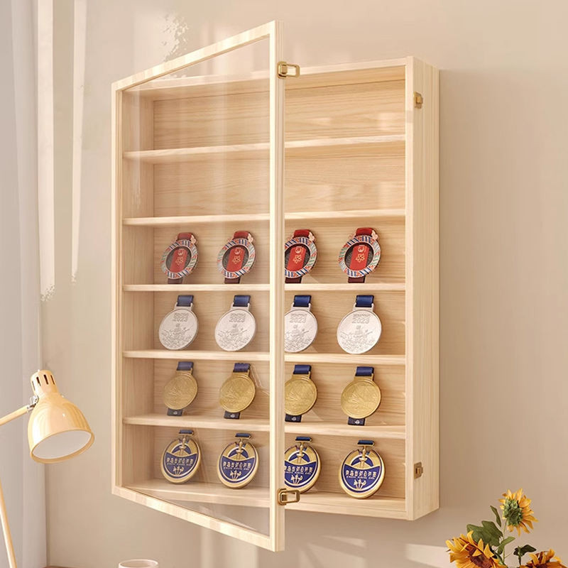 Marathon Medal Storage Box Keep Badge Display Cabinet Solid Wood Forest ...