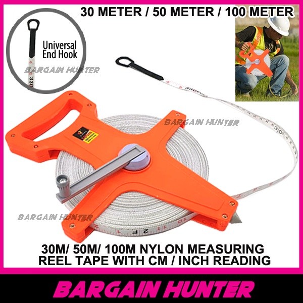 in stock Nylon Measuring Tape 30m / 50m / 100m With 2 Reading Cm/Inch ...
