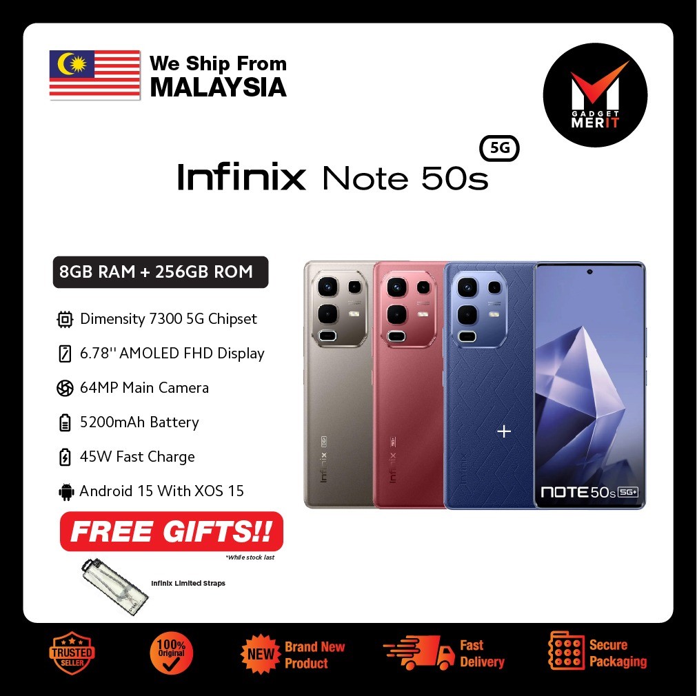 Infinix Note 50s 5G Smartphone | Mediatek Dimensity 7300 Ultimate | 6.78" AMOLED Display | 64MP ...