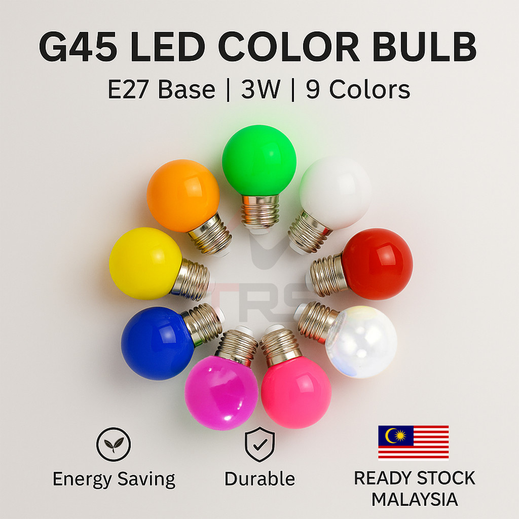 TRS Topreadystock 3W LED G45 Color Ping Pong Bulb Decoration Lights ...