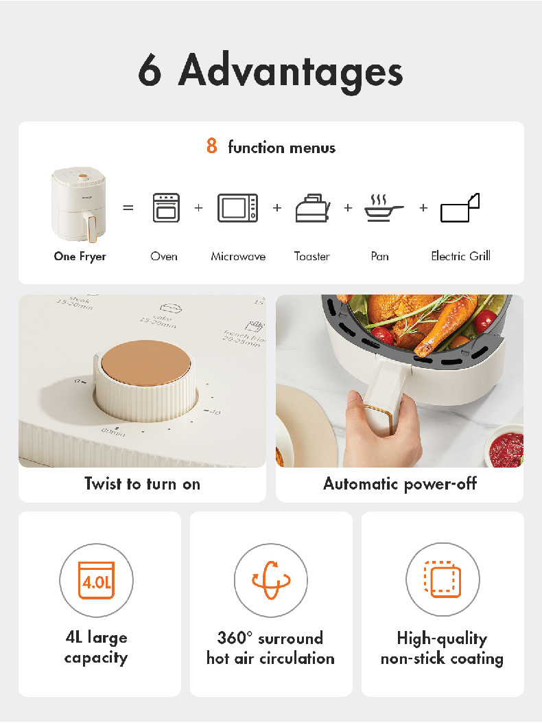 【Big Sale Limited】 Gaabor Air Fryer 3.5L Large Capacity Oven 8 Menu ...