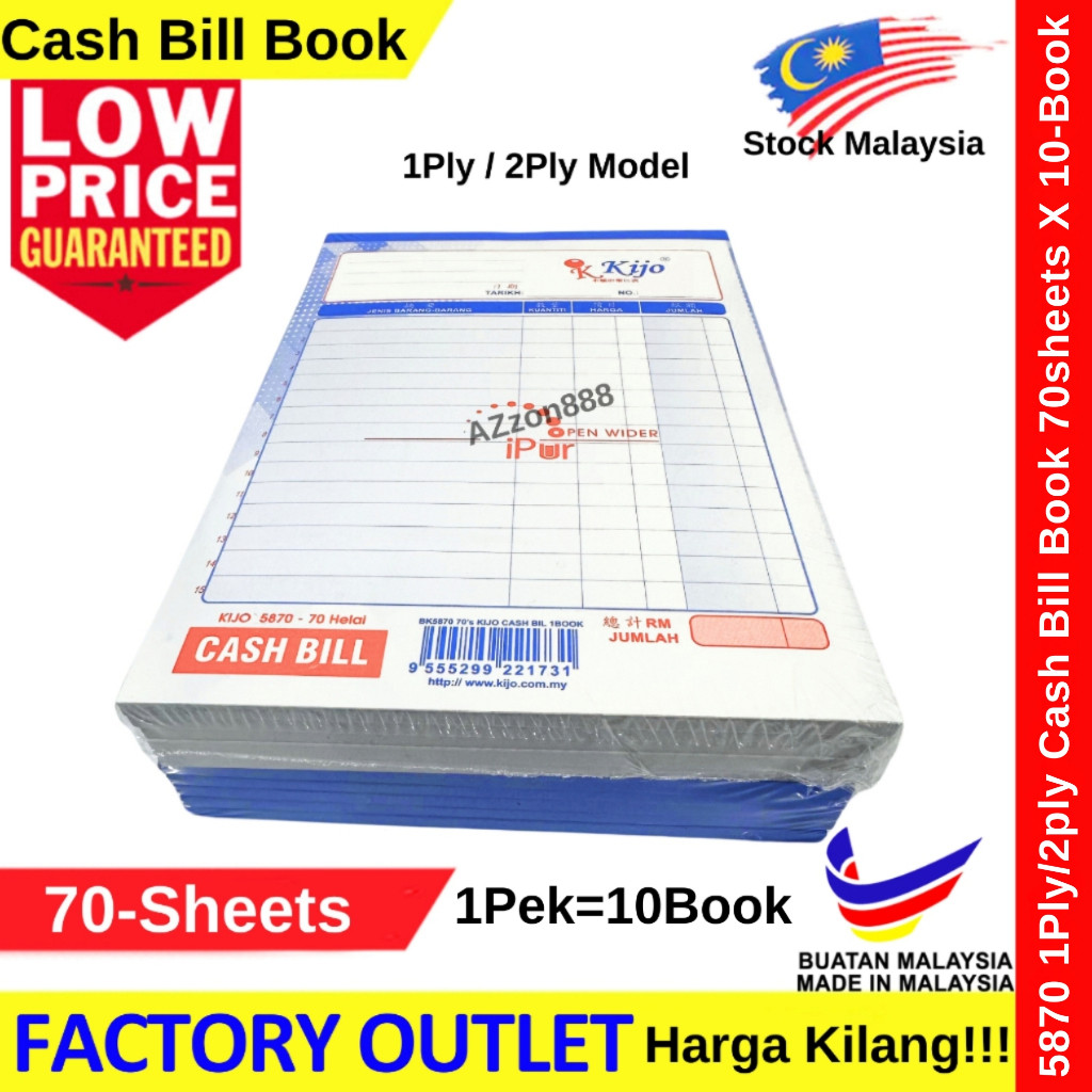 【10-Book】Kijo Cash Bill Book 1Ply / 2Ply Buku Bill Tunai Resit #Cash # ...
