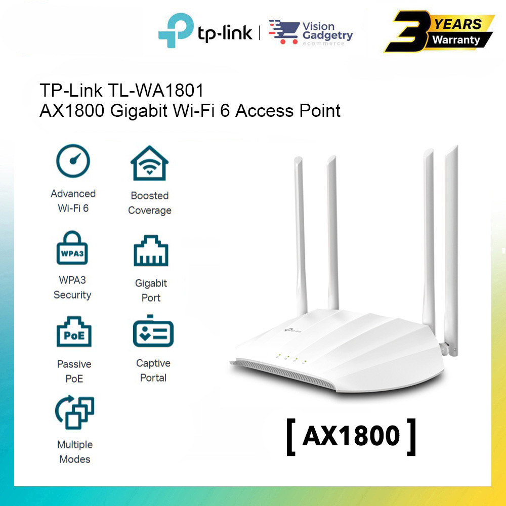 TP-Link TL-WA1801 AX1800 Dual Band Gigabit Wi-Fi 6 Wireless Access Point Multiple Modes | Shopee ...