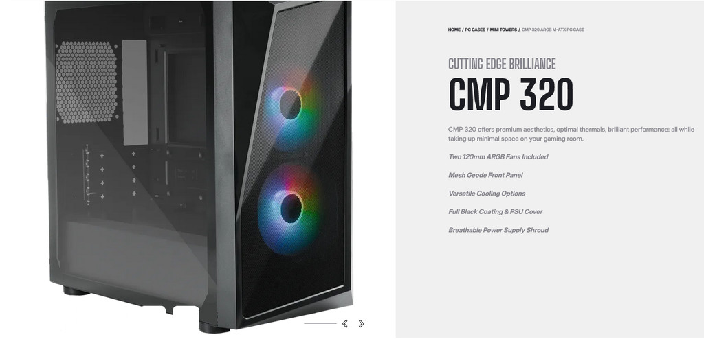 Cooler Master CMP 320 CMP 320 with ARGB Fan Black Casing Chassis Case ...