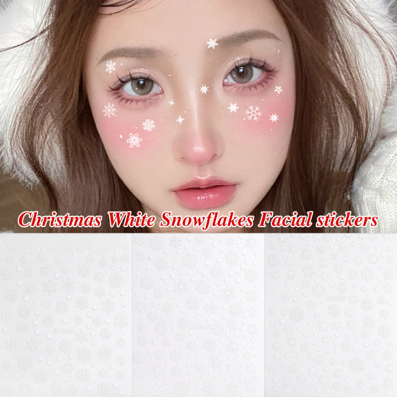 Christmas White Snowflake Face Stickers - Festival Body Art Decoration ...