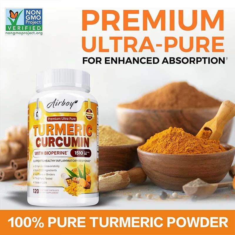 Organic Curcumin with BIOPERINE 1510 mg, Improves Curcumin Absorption ...