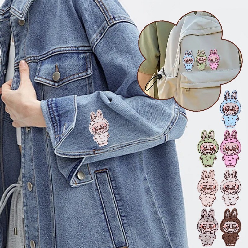 Labubu Embroidered Patches - Cartoon Anime DIY Sew Stickers - Cute ...