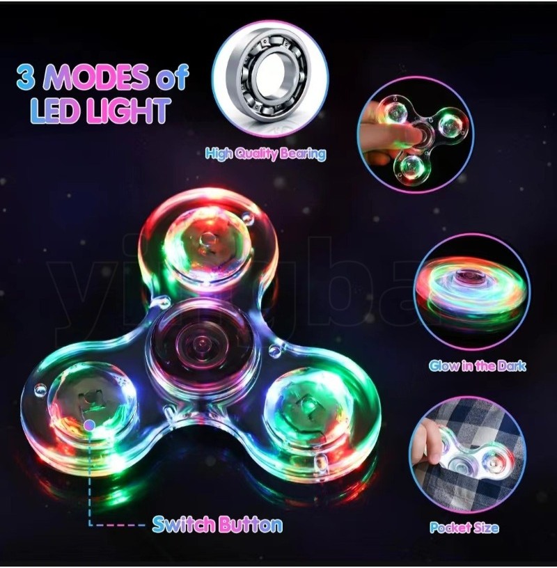 LED Light up Sensory Fidget Toys Fidget Spinners ADHD Stress Anxiety ...