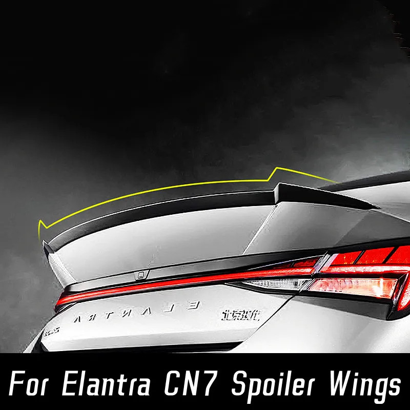 Car Rear Trunk Lid Lip Body Kit Spoiler Wings For Hyundai Elantra CN7 2020 2021 2022 Black ...