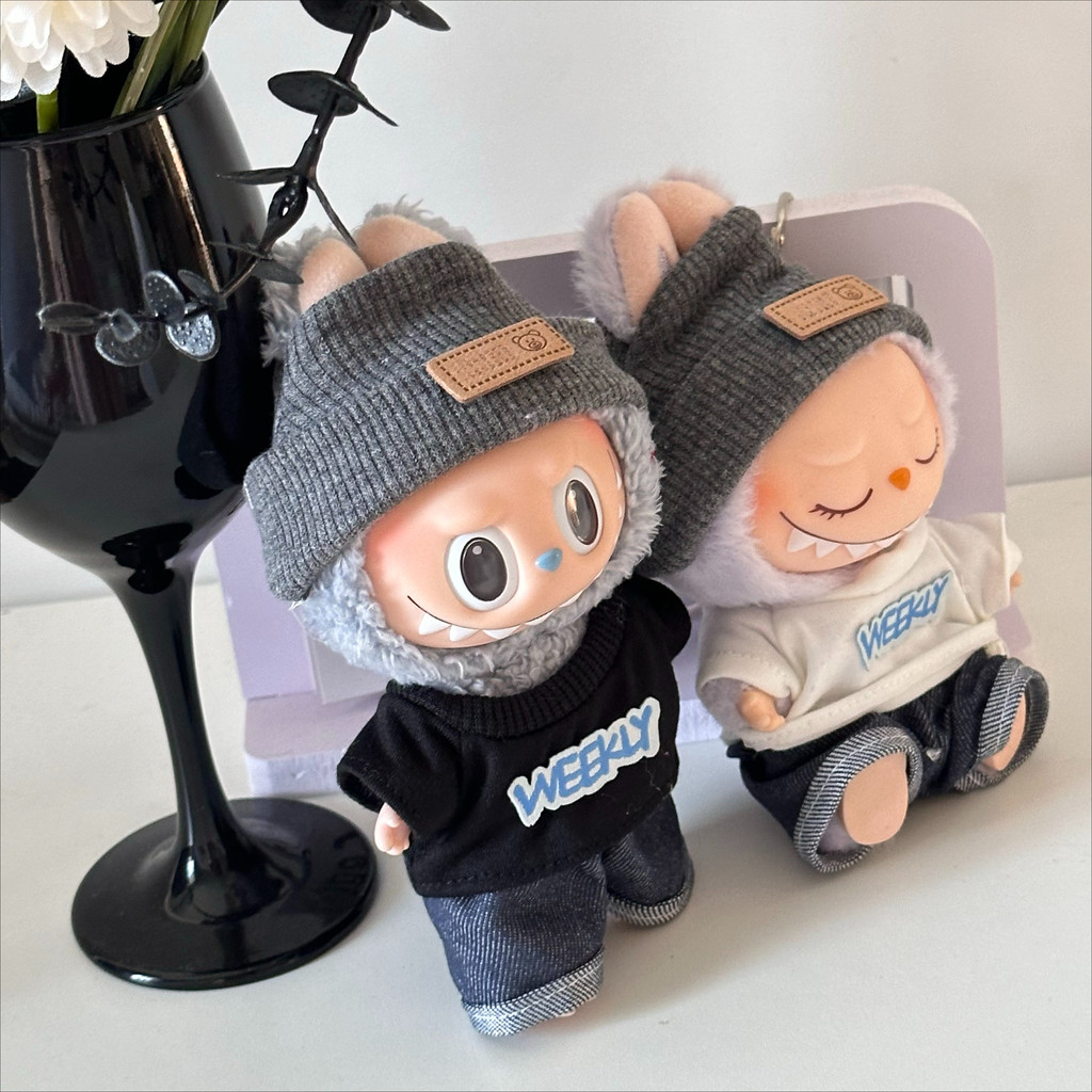 Labubu 17cm labubu baby clothes sit party vinyl plush blind box clothes ...
