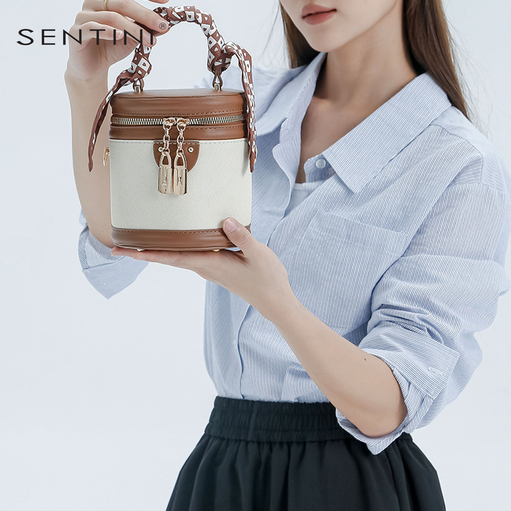 SENTINI Women's Ruby Bucket Shoulder Bag - Black/Coffee STB-125 ...