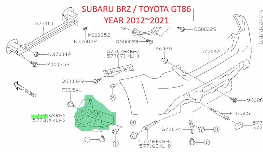 Genuine Subaru BRZ ZC6 Rear Bumper Lower Splash Shield Cover 57731CA061 ...