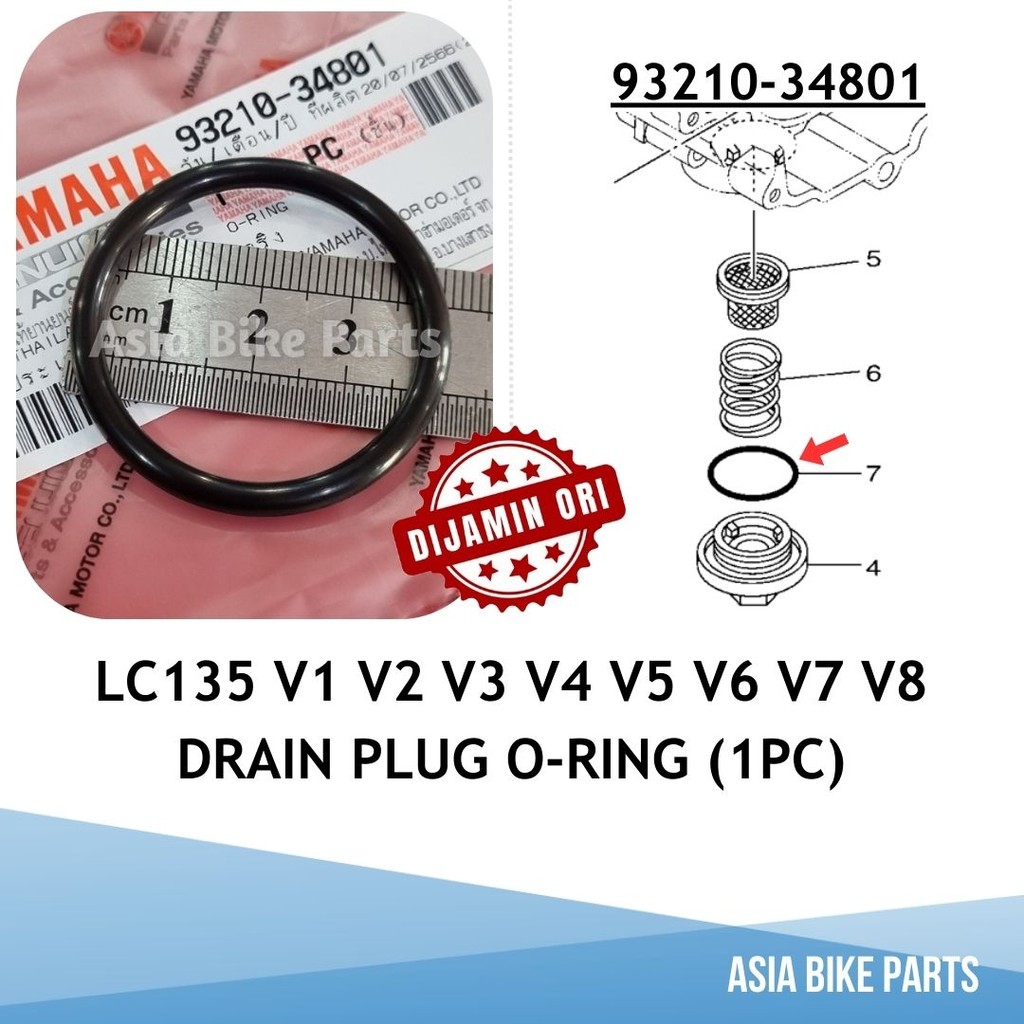 Yamaha Original LC135 V1 V2 V3 V4 V5 V6 V7 V8 Drain Plug O-Ring / Getah Cap Buang Minyak Hitam ...